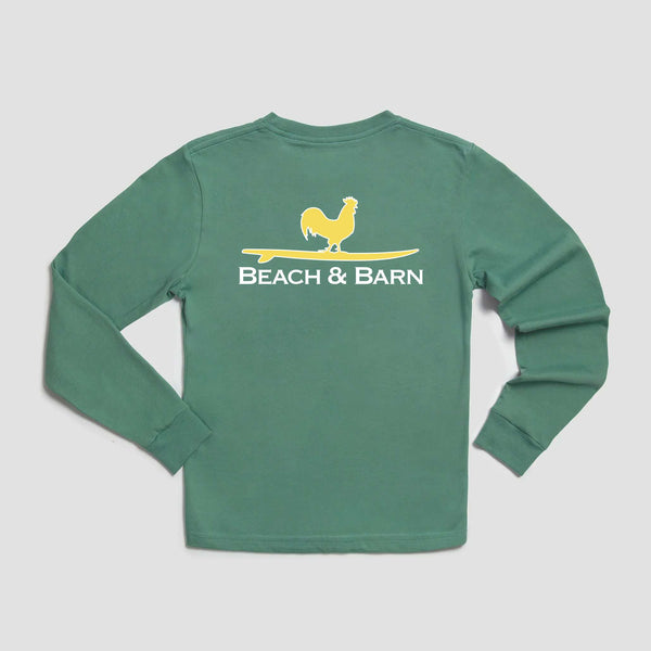 Kids Surfing Rooster Long Sleeve Cotton Tee | Beach & Barn - Beach and Barn